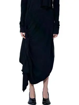 Yohji Yamamoto Asymmetric Draped Skirt - Black