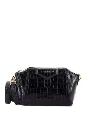 Givenchy Antigona Crocodile Embossed Leather Nano Crossbody Bag - Black