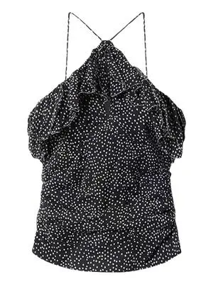 MARANT ETOILE Polka Dot Keyhole Neck Top - Black