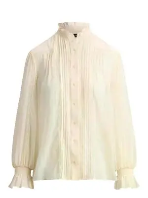 Ralph Lauren Lace-trim Pintucked Blouse - Neutrals