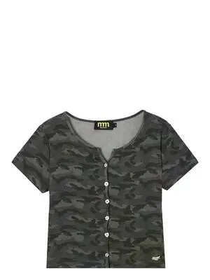 MINI CREAM Mini Cream Camouflage Print Button-Up T-Shirt Grey