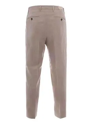 BRIGLIA 1949 Beige Linen Pleated Tapered Trousers - Neutrals