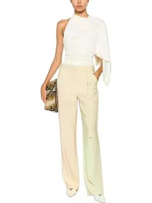 Patrizia Pepe Wide-leg Trousers With Buckle Detail - Neutrals