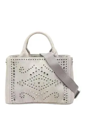 Prada Canapa Bijoux And Grommet Satchel - Grey