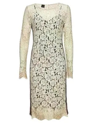 Pinko Corded Lace Stripe-tape Midi Dress - Neutrals