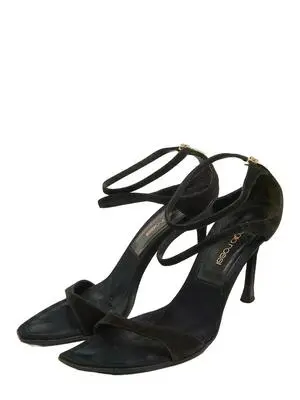 SERGIO ROSSI Suede Ankle Strap Sandals - Black