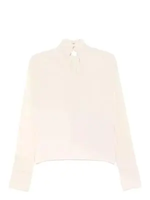 Patrizia Pepe Tie-neck High-neck Blouse - Neutrals