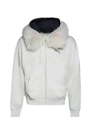 PRAYING Faux-fur Trim Hoodie - Grey