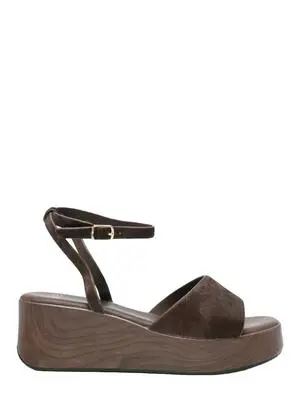 EXÈ Pony-hair Wedge Sandals - Brown
