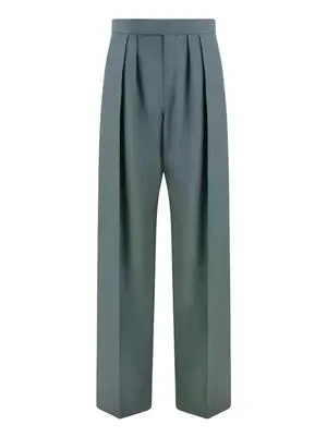 Chloé Pleated Wool Wide-leg Trousers - Blue