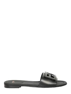 Fendi Baguette Logo-plaque Leather Sandals - Black