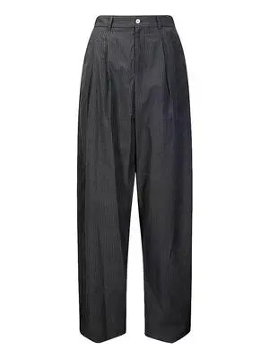 MAISON JEJIA Checked Cotton Pleated Trousers - Grey
