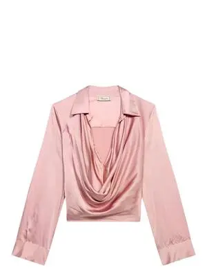Blumarine Draped Satin Blouse - Pink