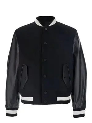 Givenchy Leather-sleeve Bomber Jacket - Black