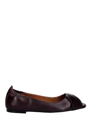 BILLI BI Twist Detail Peep-toe Ballet Flats - Brown