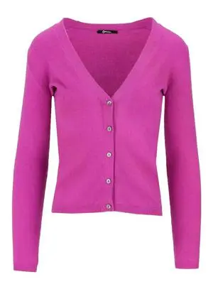 LA ROSE V-neck Button-up Cardigan - Pink