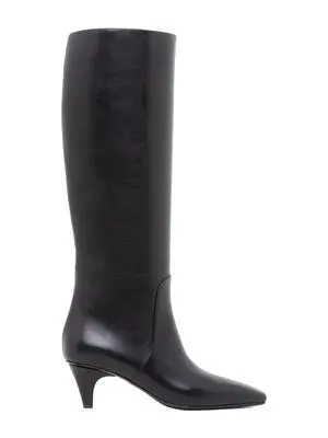 Giorgio Armani Knee High Boots In Leather - Black