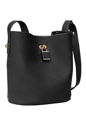 Tory Burch Medium Lock Slim Bucket Bag - Black