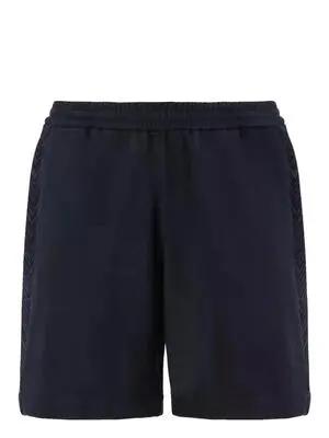 Missoni Cotton Fleece Shorts With Knit Inserts - Blue