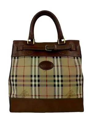 Burberry Haymarket Check Canvas Handbag - Neutrals