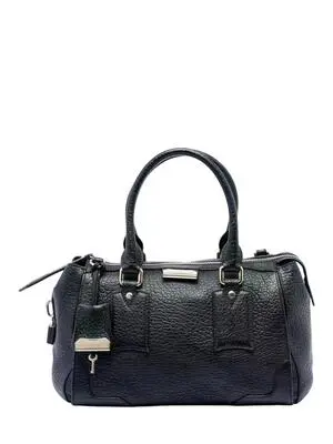Burberry Small Heritage Grain Leather Gladstone Satchel - Black