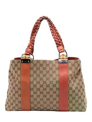 Gucci Gg Canvas Bamboo Libeccio Tote Bag - Neutrals