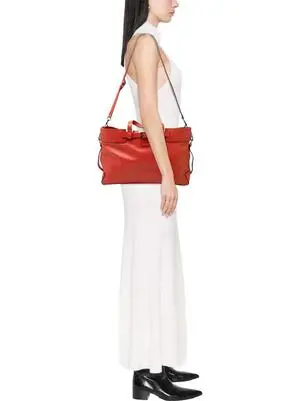 Gucci Calfskin Buckle Satchel - Red