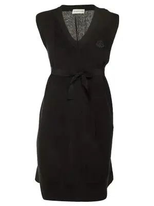 Moncler Logo-appliqué V-neck Mini Dress - Black