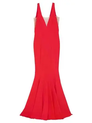 ALESSANDRO LEGORA Sheer Panel V-neck Maxi Dress - Red