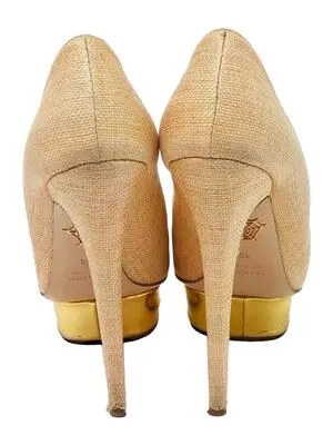 CHARLOTTE OLYMPIA Dolly Raffia Pumps - Brown