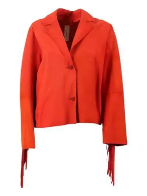 BULLY Fringe Detail Suede Jacket - Red