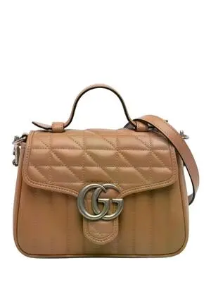 Gucci Aria Mini Matelassé Top Handle Bag - Brown