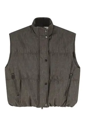 Brunello Cucinelli Sleeveless Down Jacket With Monile Detail - Multicolor