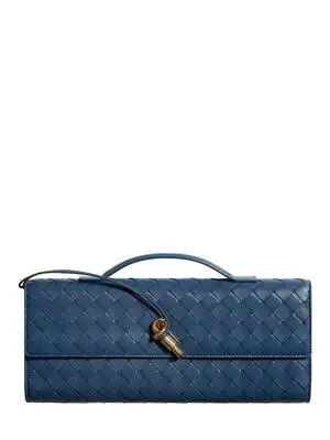 Bottega Veneta Bottega Veneta Andiamo Leather Clutch With Intrecciato Pattern Multicolor
