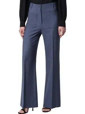 Victoria Beckham Alina Trousers In Melange Wool Blend - Blue