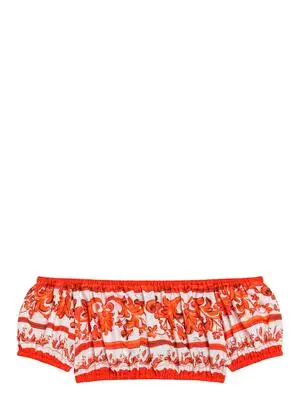 Dolce & Gabbana Maiolica-print Cotton Poplin Top - Orange