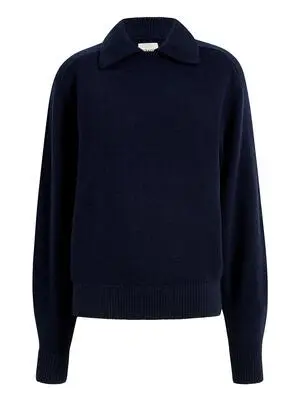 Khaite Jackson Merino Wool & Cashmere Blend Sweater - Midnight Navy