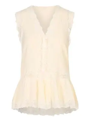 Chloé Sleeveless Ruffle Top - White