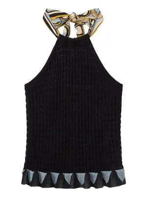 La DoubleJ Geometric Print Cape Top - Black