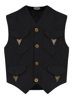 Versace Sleeveless Button-up Gilet - Black