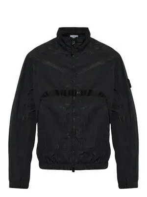 Stone Island Logo Patch Zip-up Jacket - Black