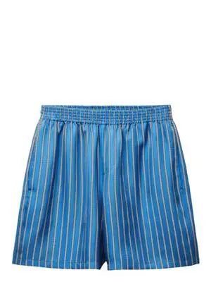 Versace Twill Shorts With Meandros Print - Blue