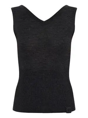 Victoria Beckham Victoria Beckham Sleeveless V-Neck Knit Top With Open Back Black