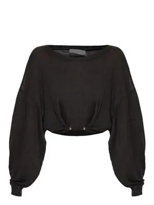 IRO PARIS Wide-sleeve Cropped Top With Buckle Detail - Black