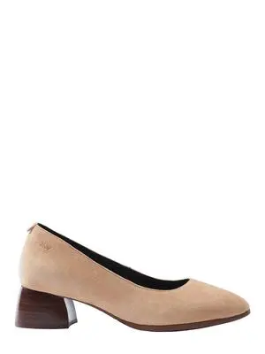 VISCATA Milan Low Block Heel Suede Pumps - Camel