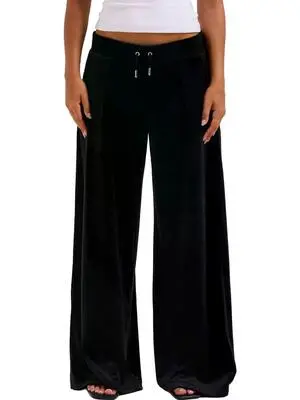 Juicy Couture Velour Wide-leg Track Pants - Black