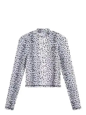 Juicy Couture Cheetah Print Mock Neck Long Sleeve Top - Neutrals