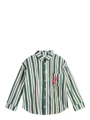 Juicy Couture Striped Embroidered Logo Pajama Shirt - Green