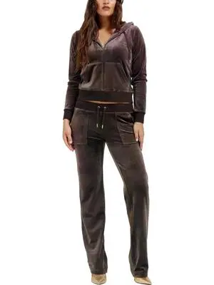 Juicy Couture Del Ray Velour Track Pants - Brown