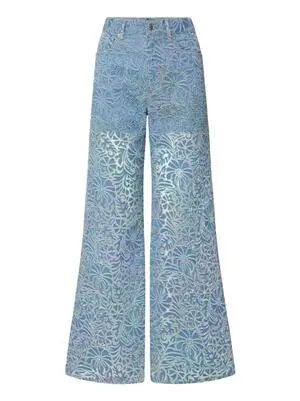 Veronica Beard Taylor Floral Devoré Jeans - Blue
